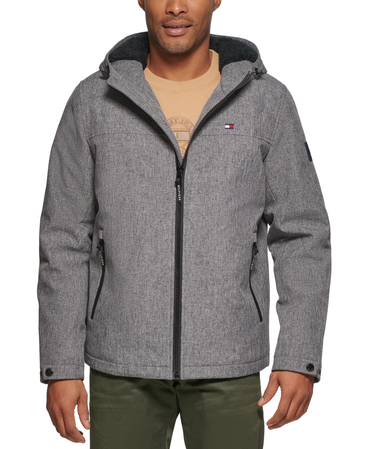 Tommy Hilfiger Mens Softshell Hooded Jacket - Heather Gray