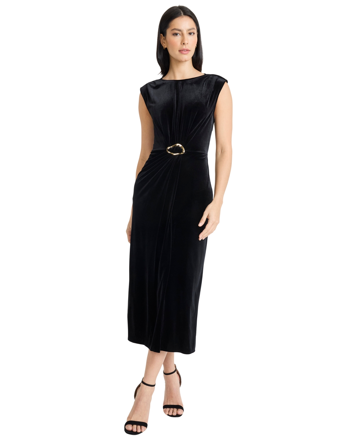 Click here for Maggy London Womens Boat Neck Midi Dress - Black prices