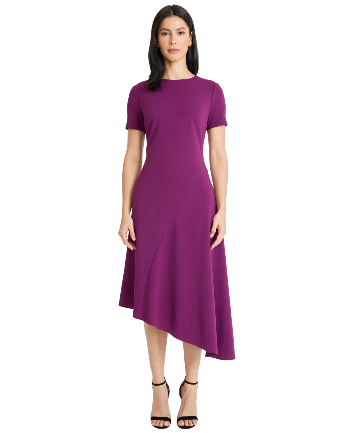 Click here for Maggy London Womens Asymmetrical Short Sleeves Mid... prices