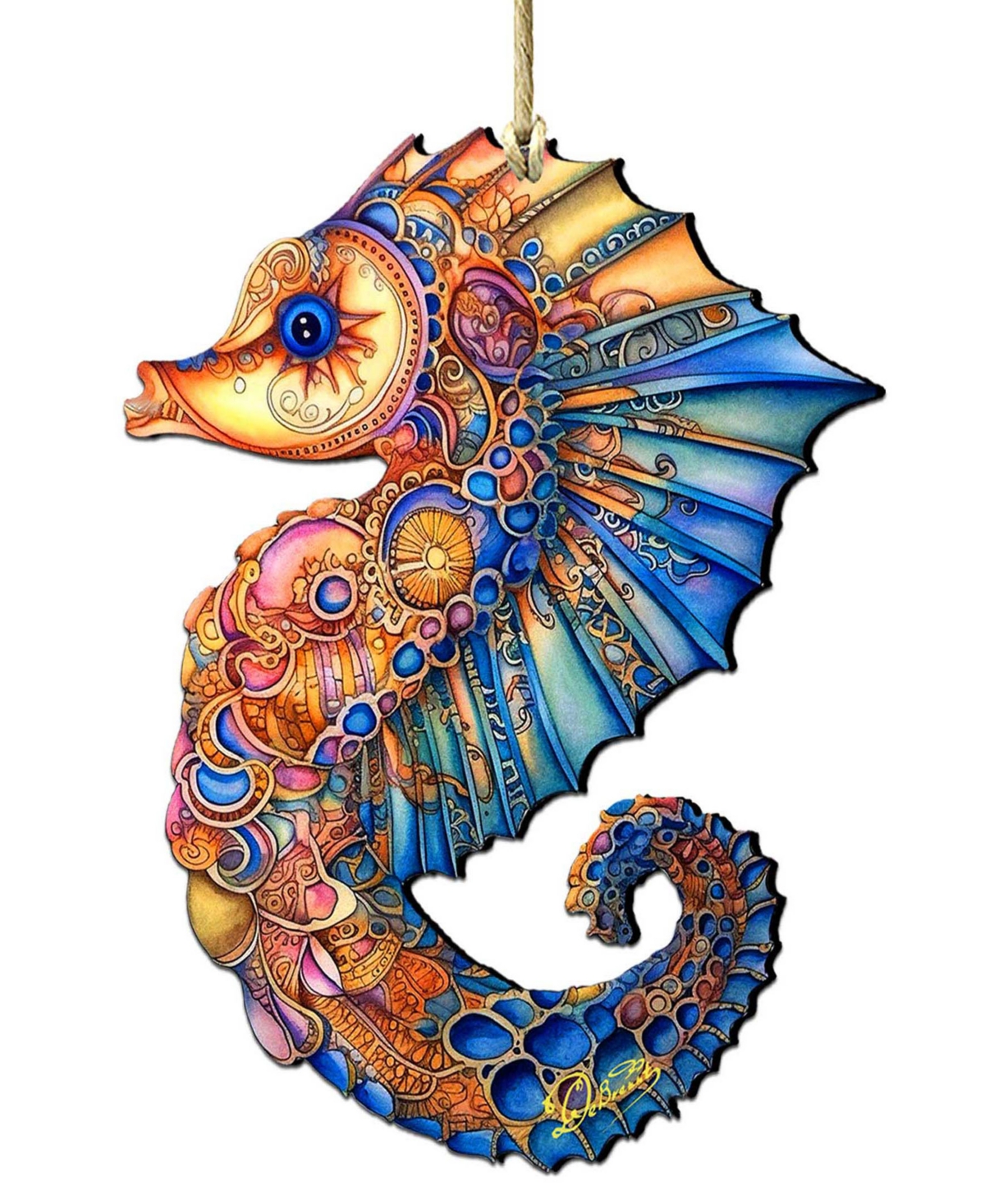 Click here for Designocracy Mosaic Seahorse Christmas Wood Orname... prices