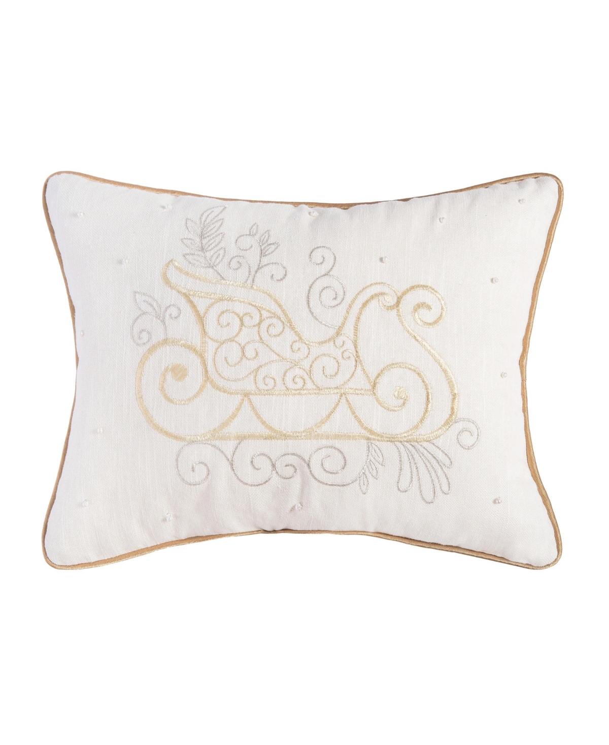 Click here for Golden Champagne Sleigh Embroidered Accent Pillow... prices