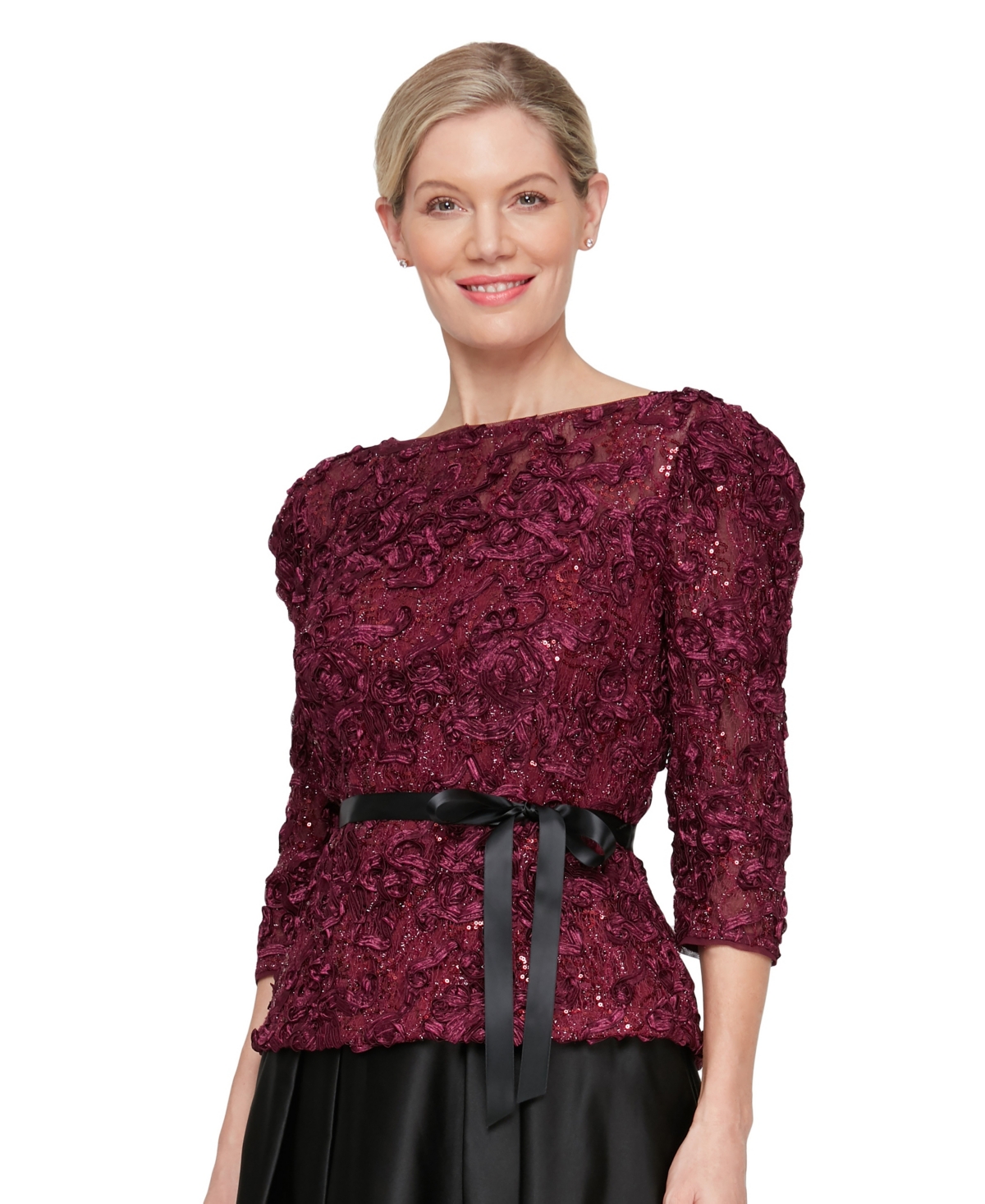 Click here for Alex Evenings Womens Boat Neck Top - WINE prices