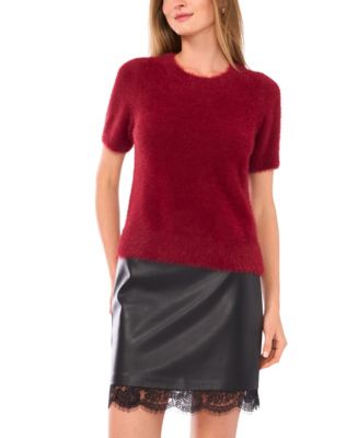 Vince Camuto Women's Eyelash Short Sleeve Crew Neck Top - Macy's