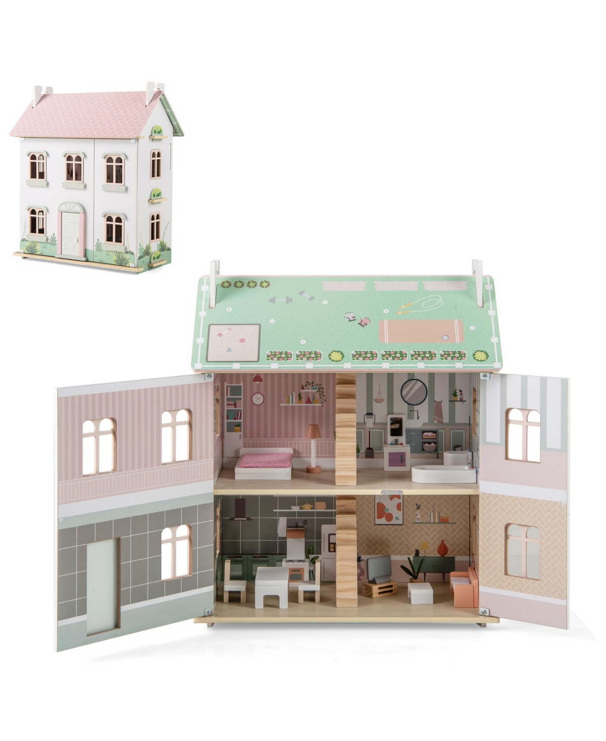 Click here for Sugift Kids Wooden Dollhouse 3 Level with Double-S... prices