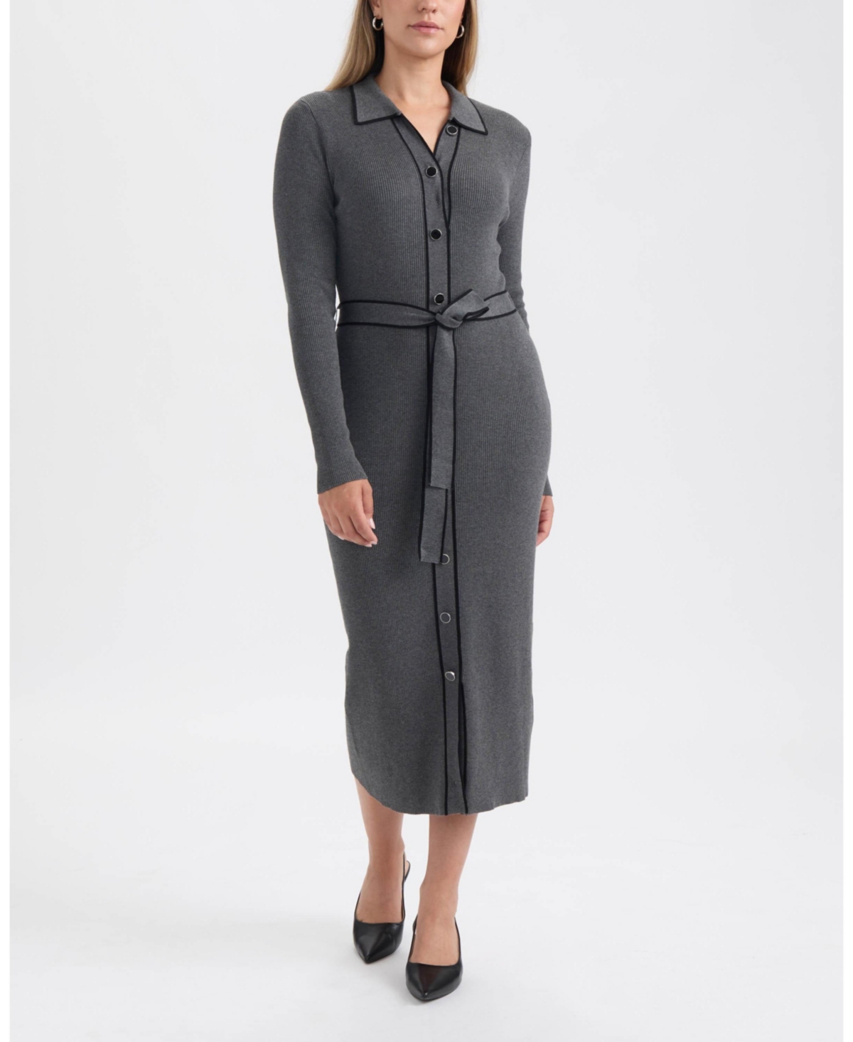 Click here for Ellen Tracy Womens Button Front Long Dress with Co... prices