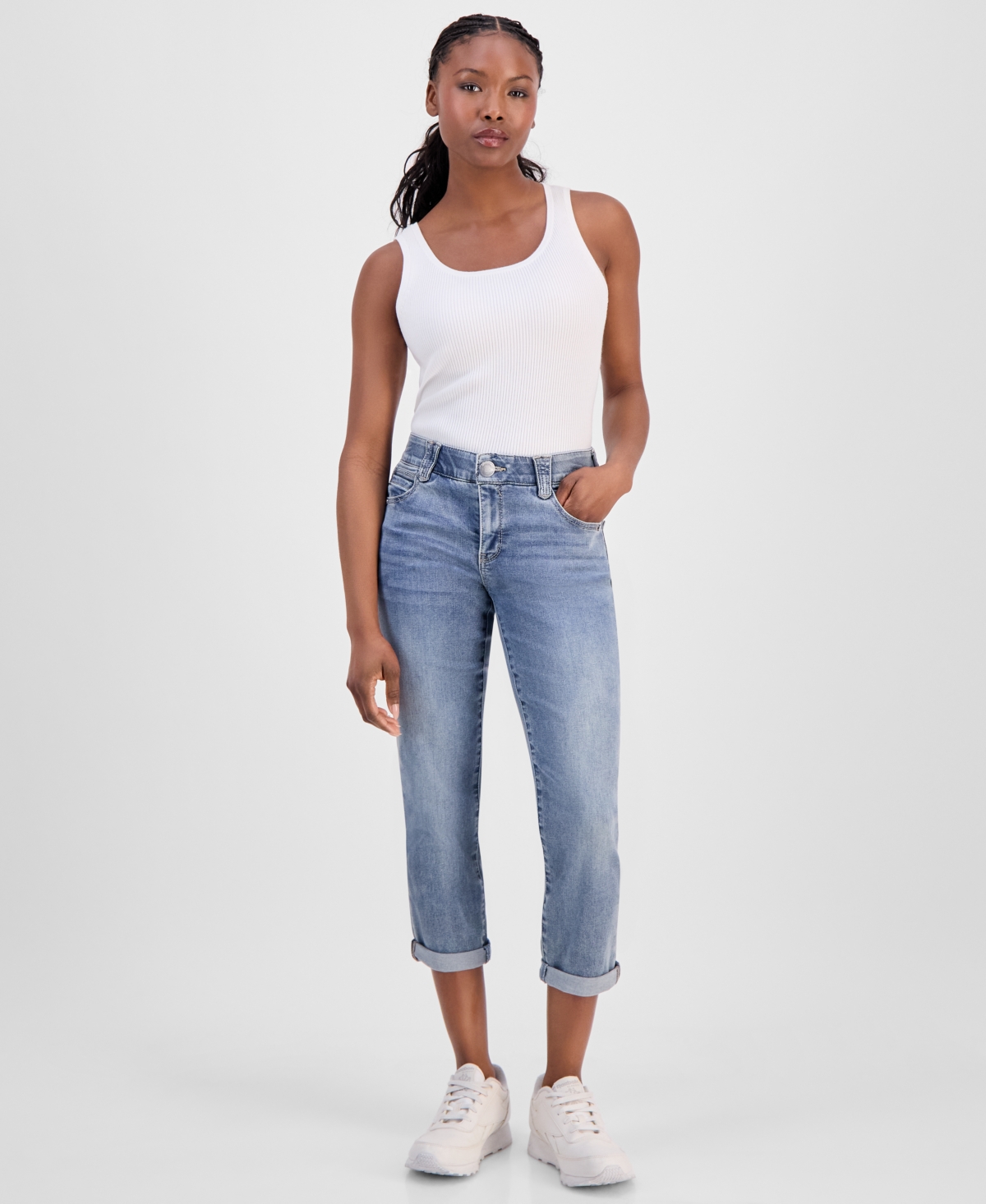 Click here for Democracy Petite Ab Solution Cuffed Skimmer Jeans... prices