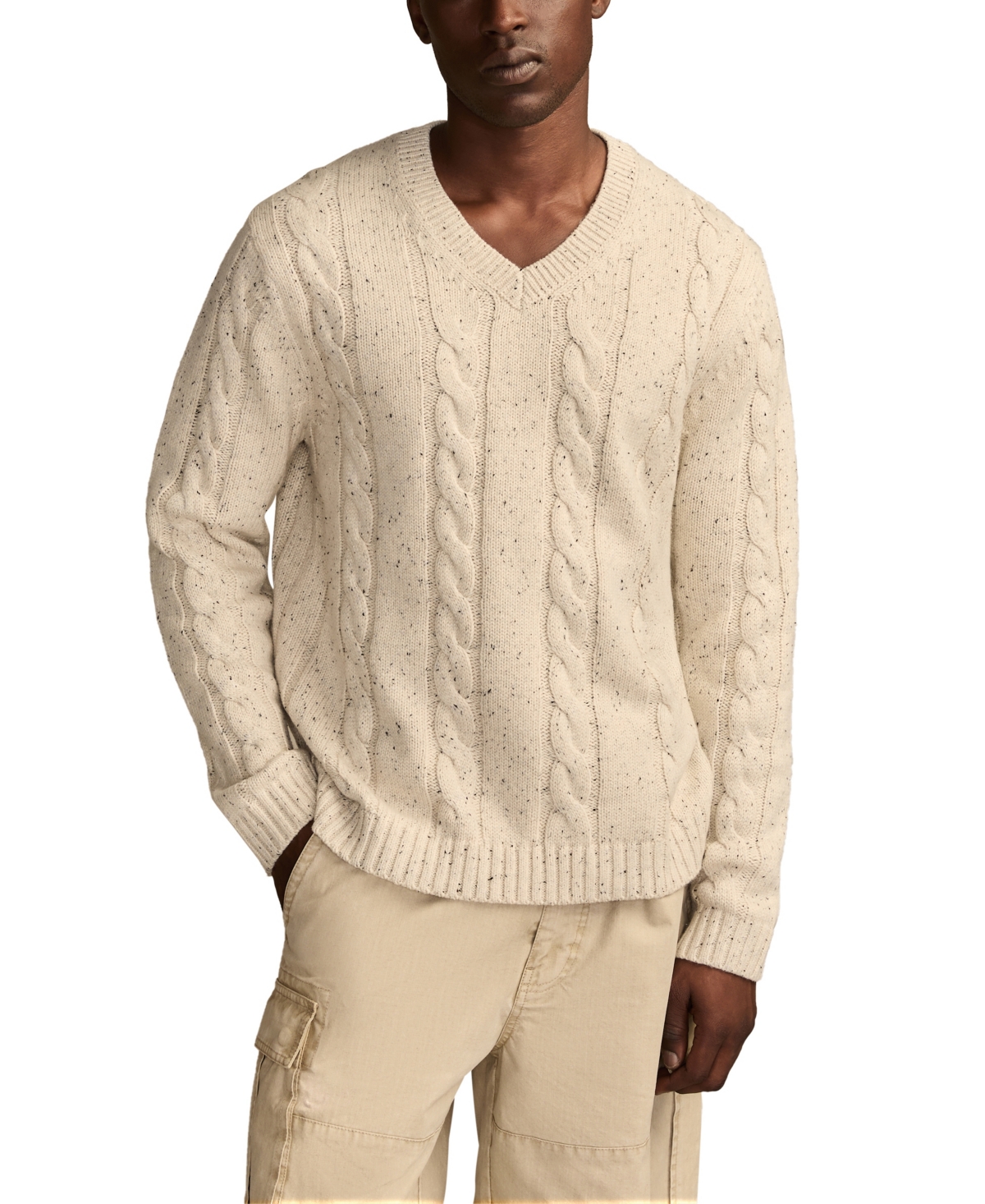 Click here for Lucky Brand Mens Cable V-Neck Sweater - Turtledove prices