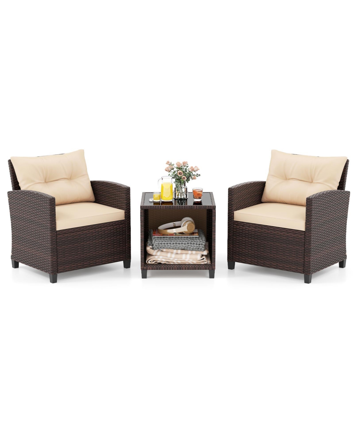 Click here for Gymax 3-Piece Patio Furniture Set Pe Rattan Conver... prices