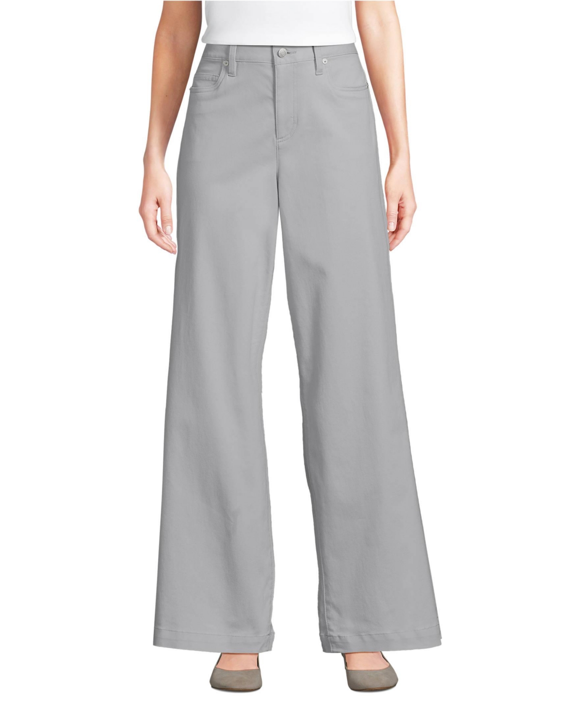Click here for Lands End Womens High Rise 5 Pocket Wide Leg Chino... prices