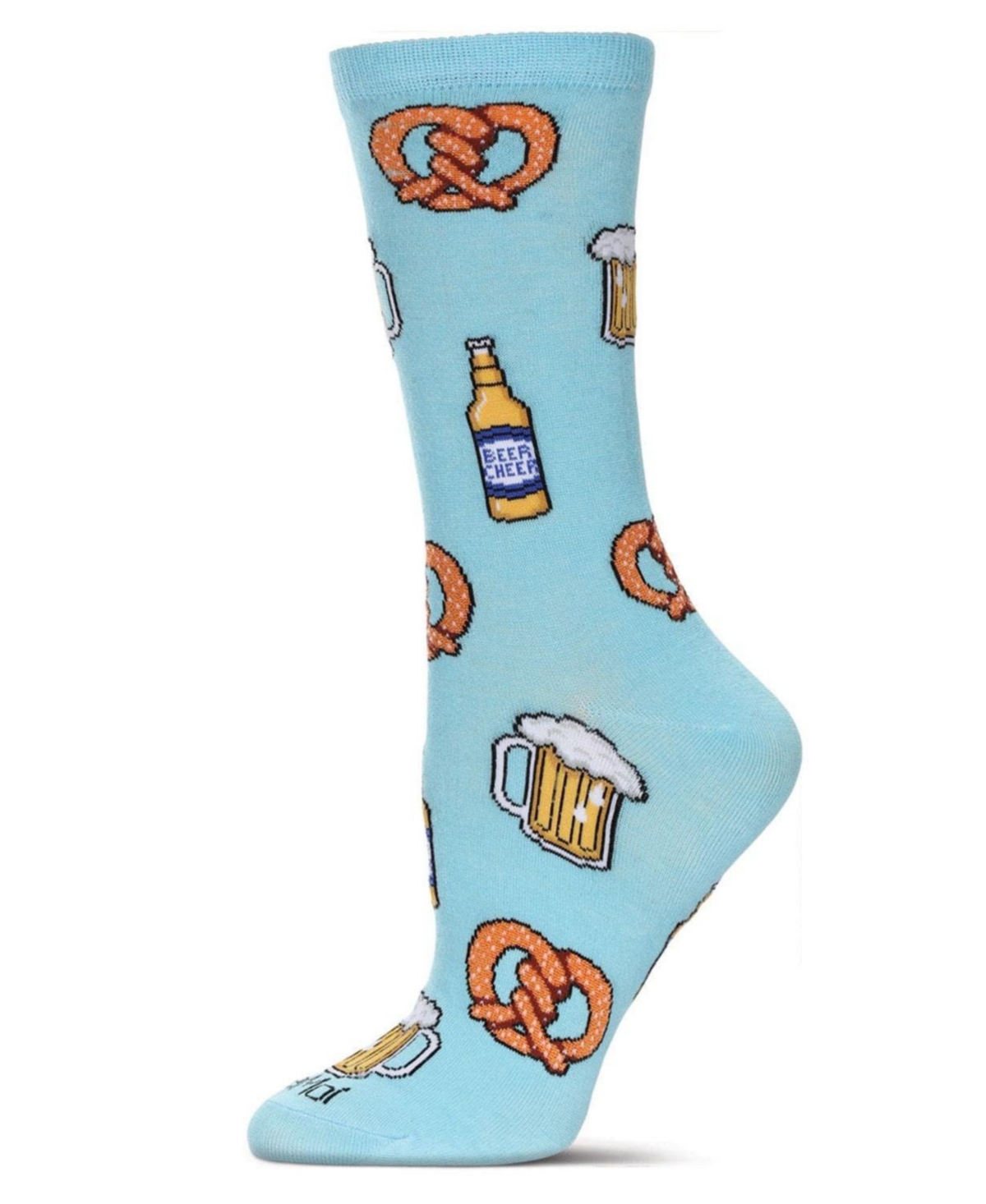 Click here for MeMoi Womens Pretzels & Beer Crew Socks - Blue top... prices