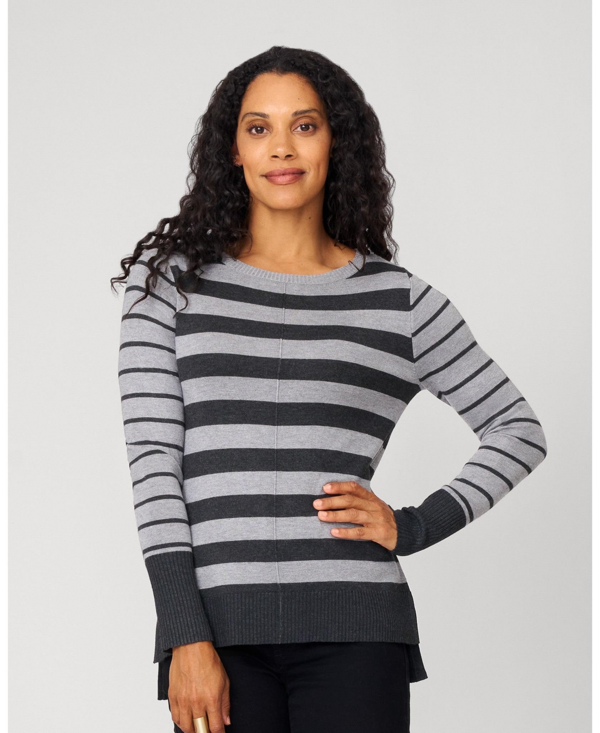 Click here for Cable & Gauge Womens Easy Stripe Tunic Sweater - H... prices