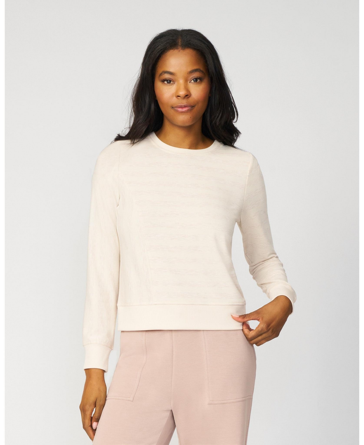 Click here for Cable & Gauge Womens Crewneck Tonal Stripe Pullove... prices