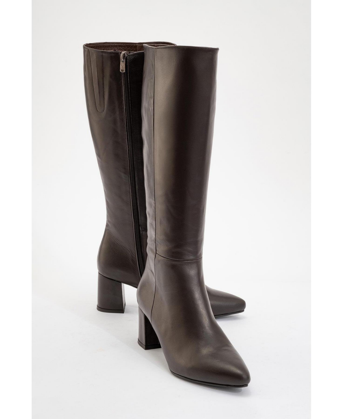 Click here for Forever & Always Shoes Sejas Leather Block Heel Kn... prices