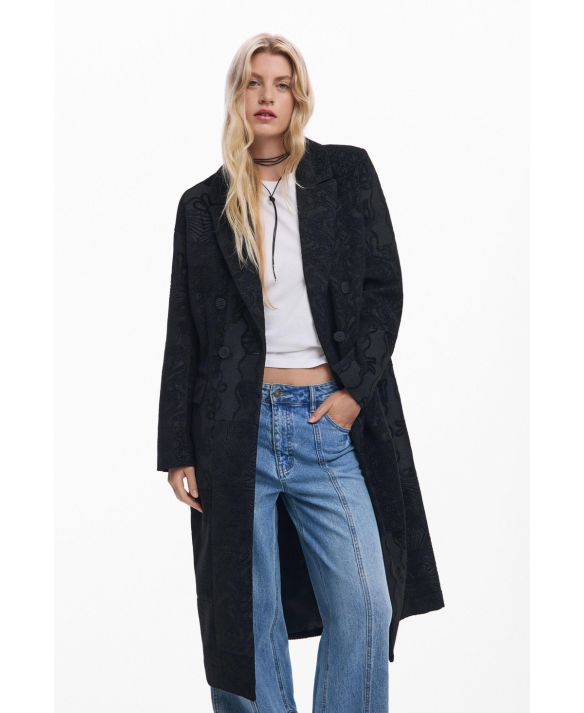 Click here for Desigual Womens Black textured coat - Black prices