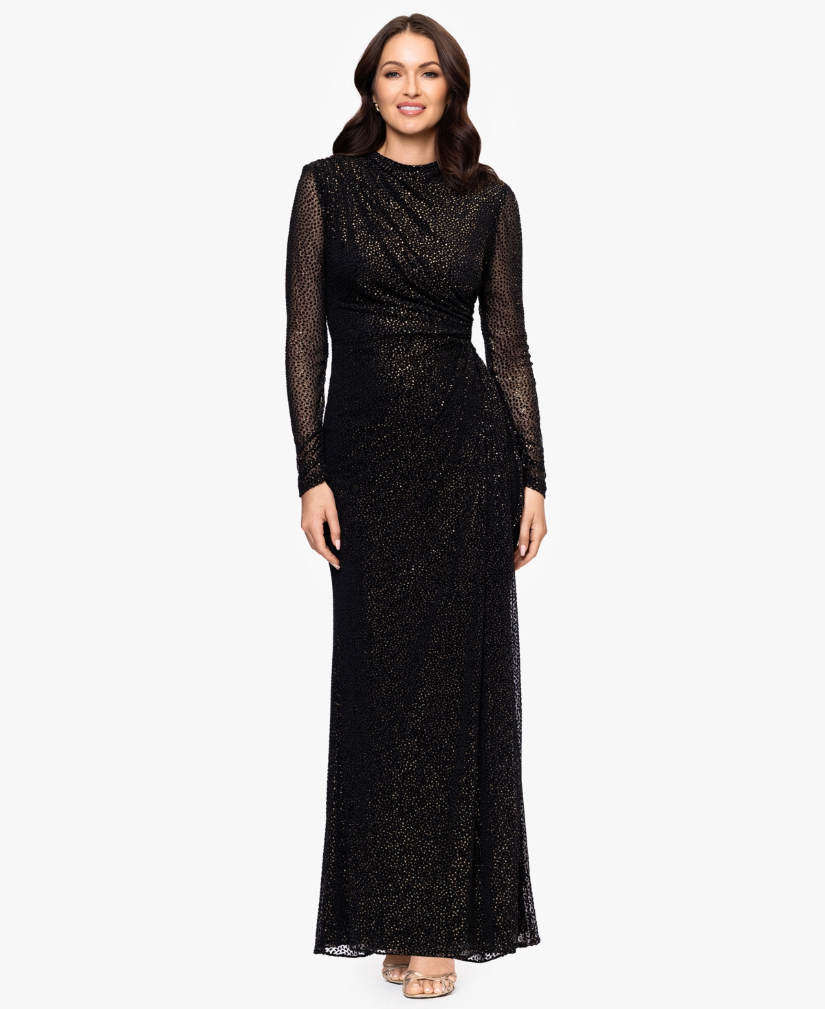 Click here for Betsy & Adam Womens Mock Neck Gown - Black prices