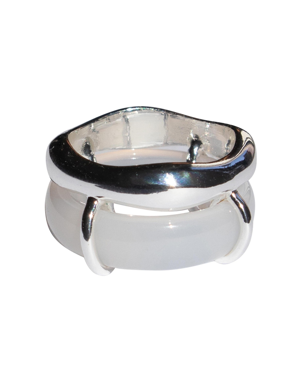 Click here for seree Cove& White Jade Stone Sculpted Ring prices