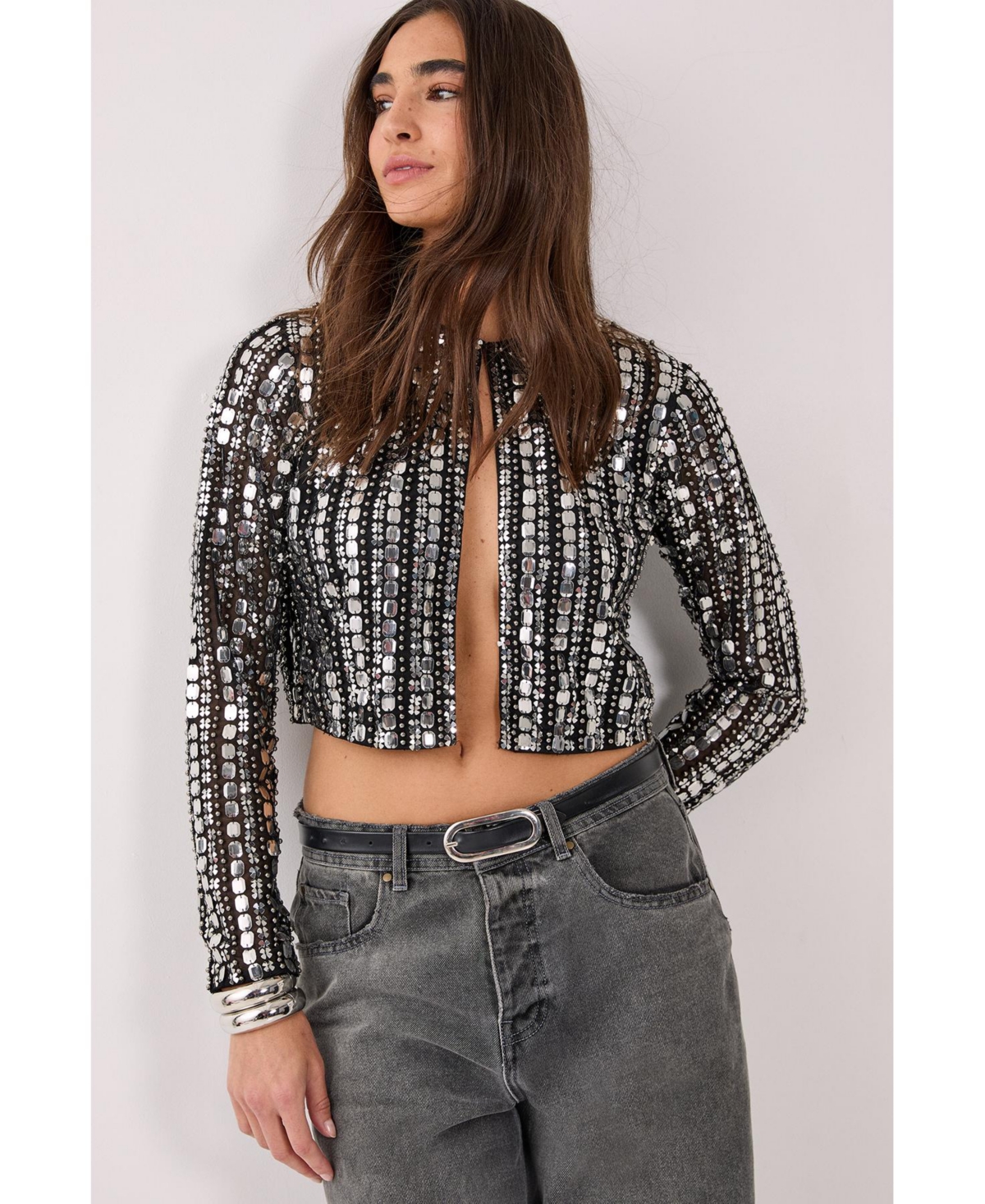 Click here for Nasty Gal Womens Beaded Long Sleeve Jacket - Black prices