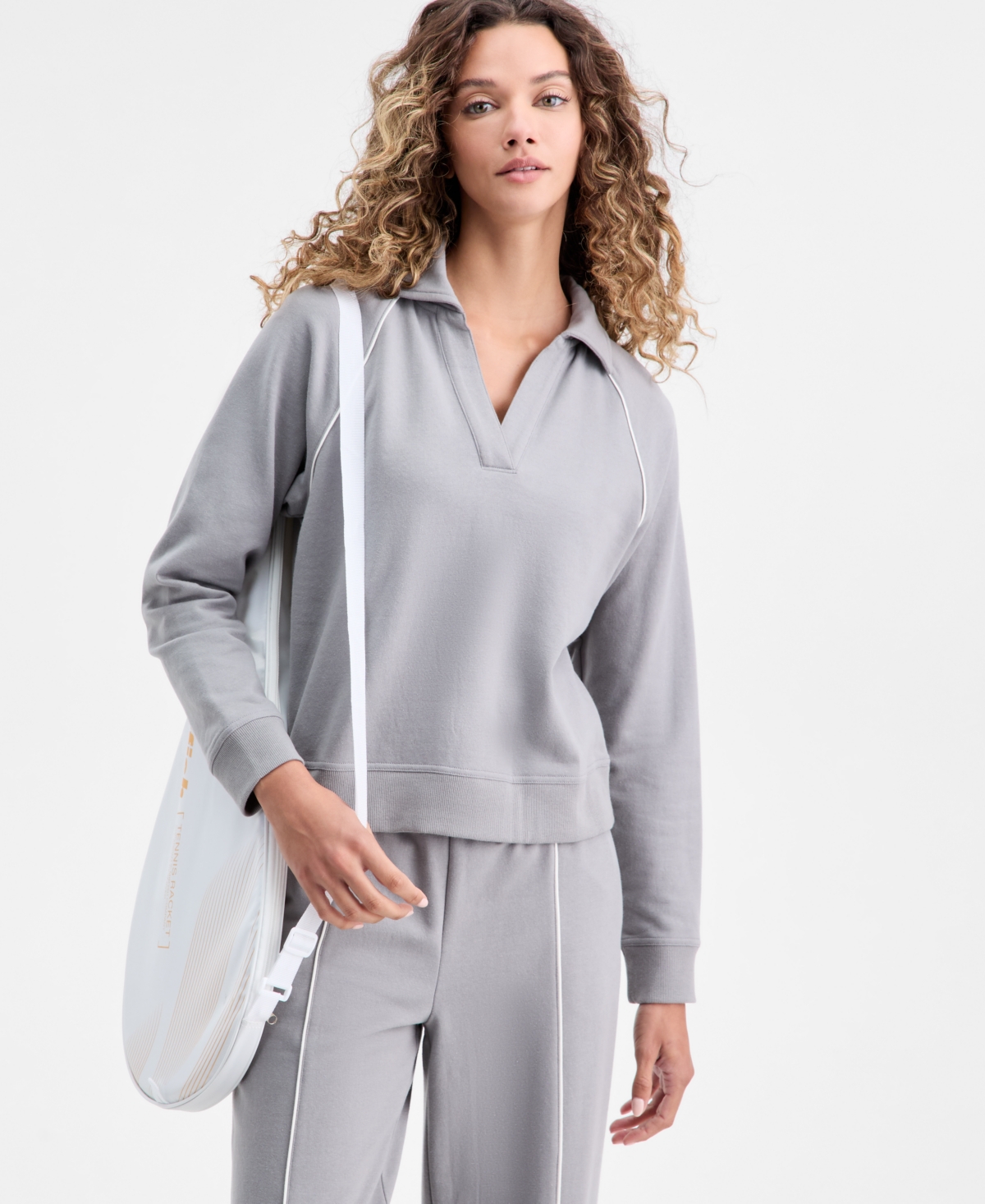 Click here for Id Ideology Womens Johnny Collar Top  Macys Exclus... prices