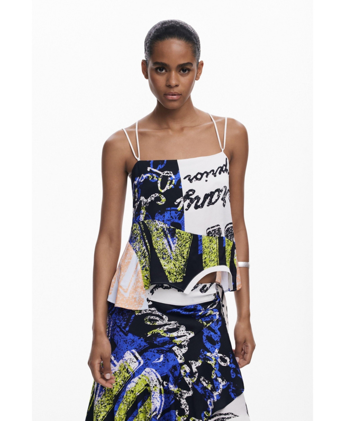 Click here for Desigual Womens Double-strap T-shirt - White prices