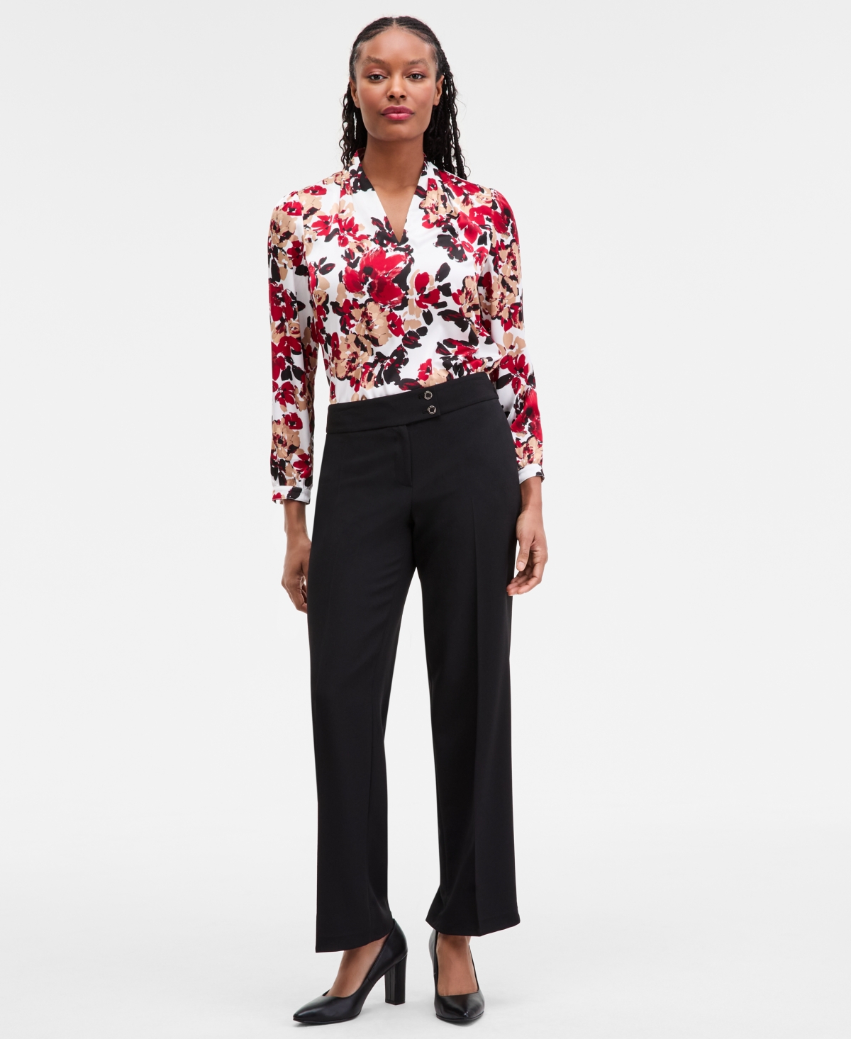 Click here for Kasper Womens High Rise Wide-Leg Pants - Black prices