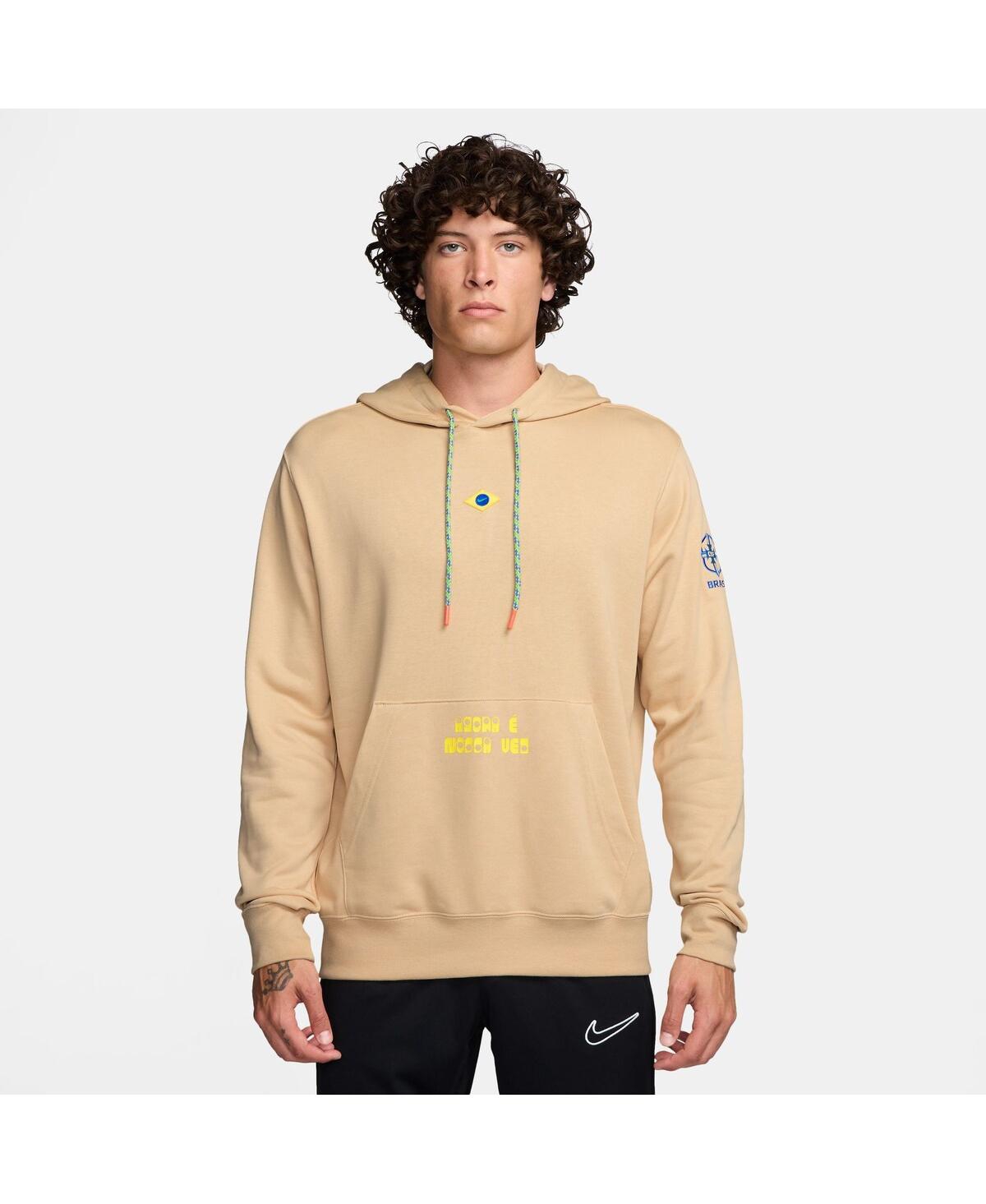 Nike Mens Tan Brazil Womens National Team Club Fleece Pullover Hoodie - Tan
