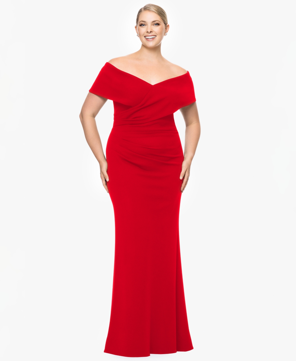 Click here for Betsy & Adam Plus Size Sweetheart Off-The-Shoulder... prices