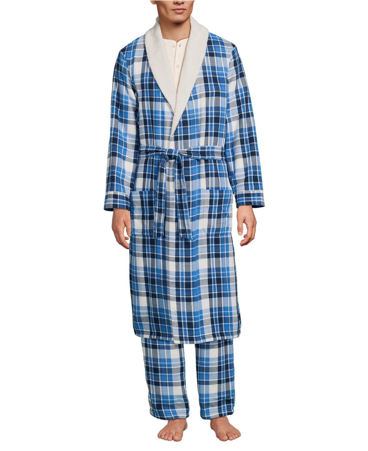 Click here for Lands End Mens High Pile Fleece Lined Flannel Robe... prices