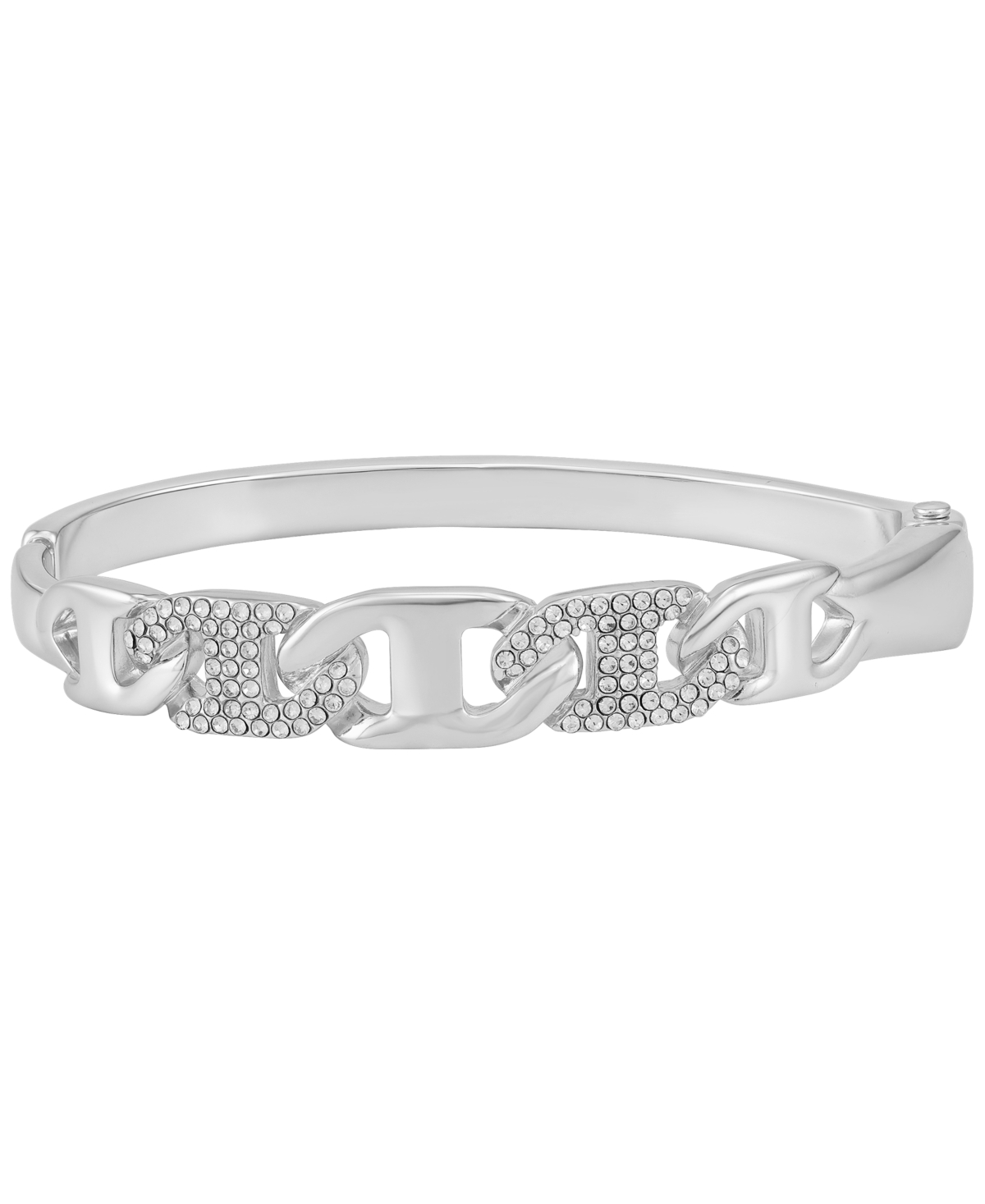 Click here for Guess Glass Stone Chain Link Silver-Tone Bangle Br... prices