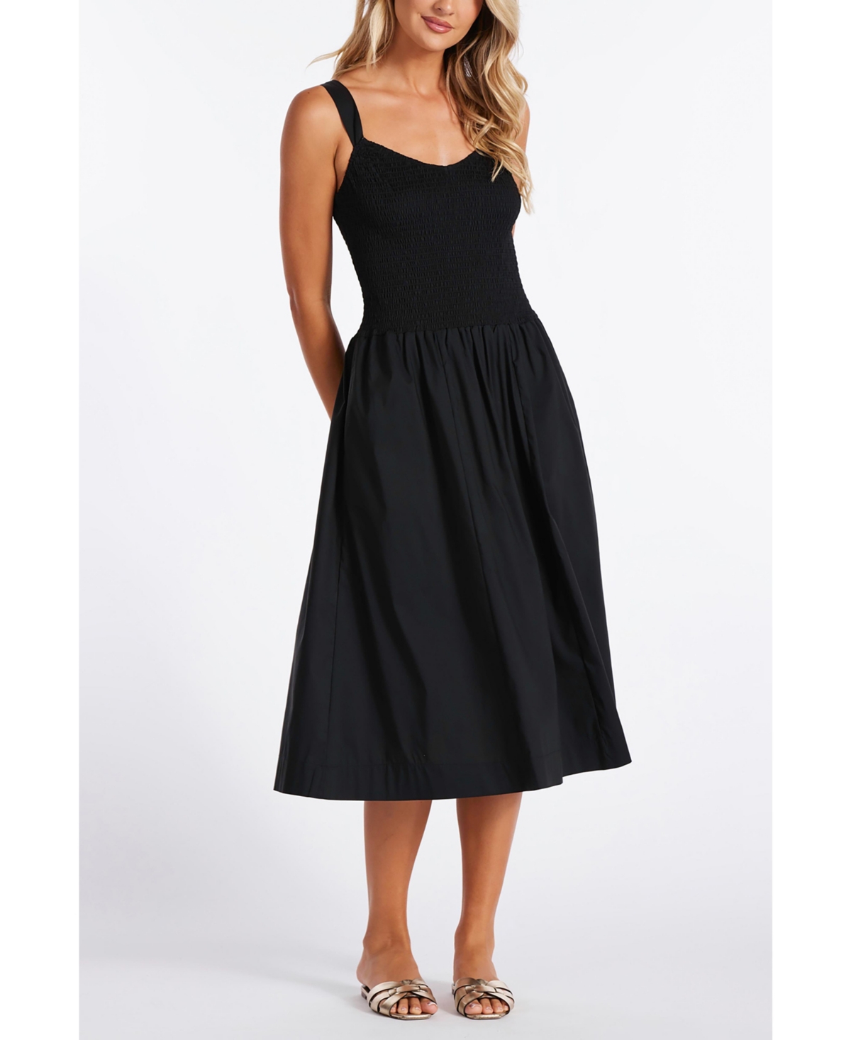 Click here for Bishop + Young Womens Corsica Smocked Poplin Dress... prices