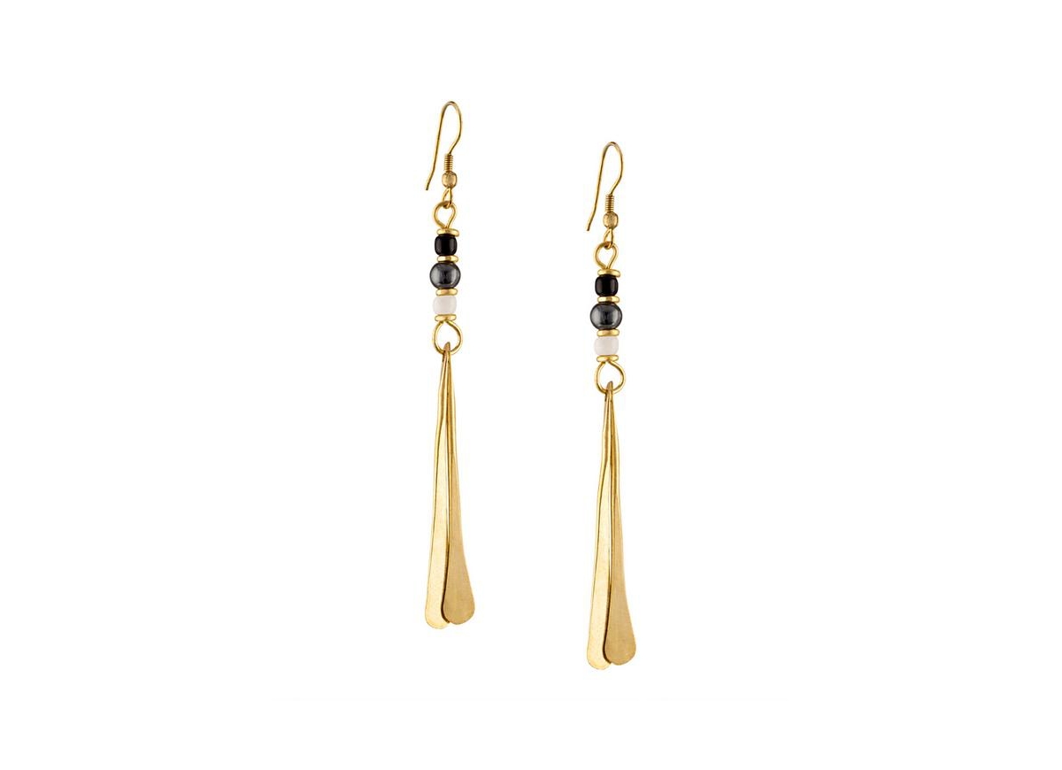 Click here for Nyasi Earrings: Elegant Brass Handmade Beaded Dang... prices
