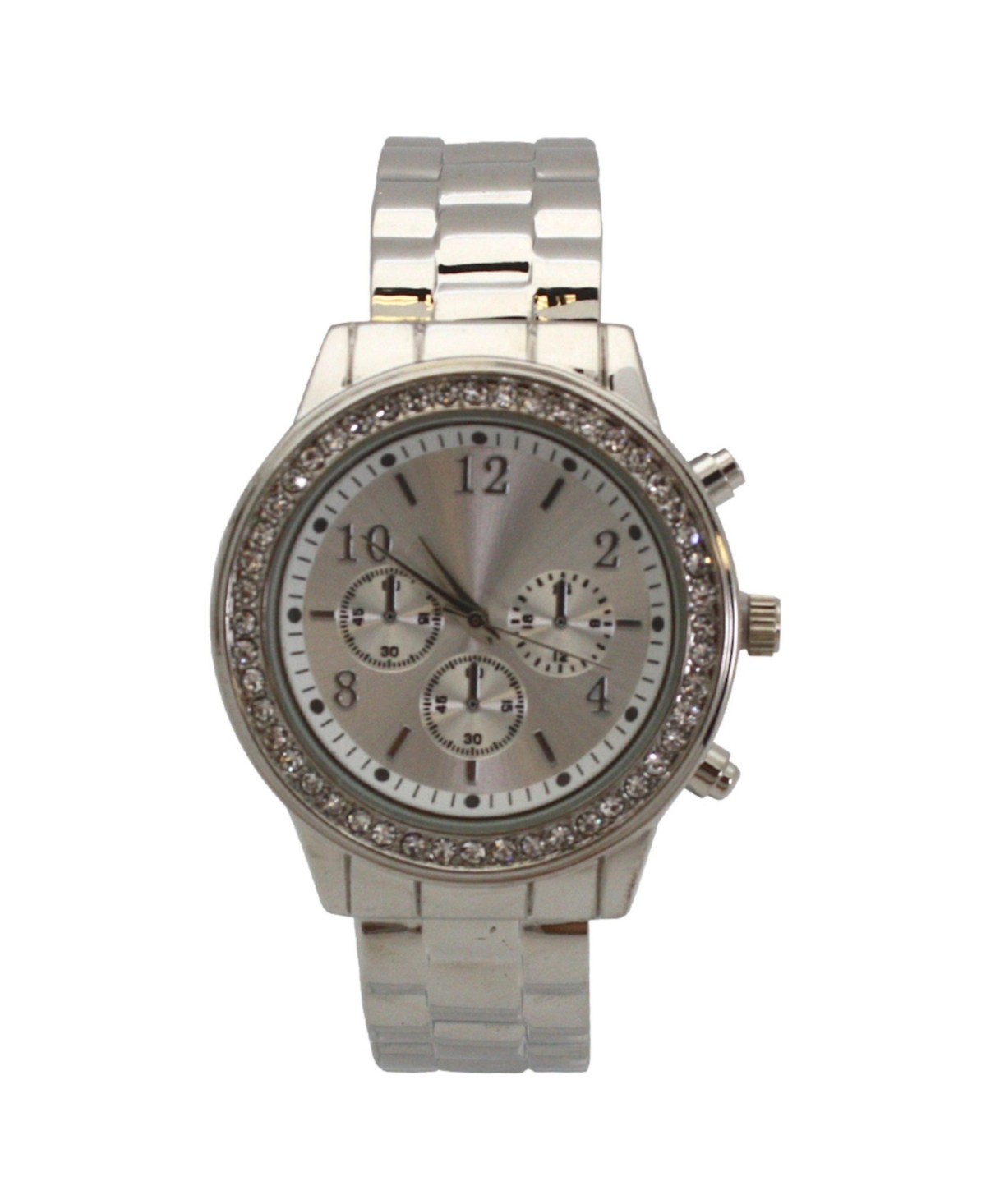Click here for Silver Rhinestone Bezel Chronograph Bangle Watch -... prices