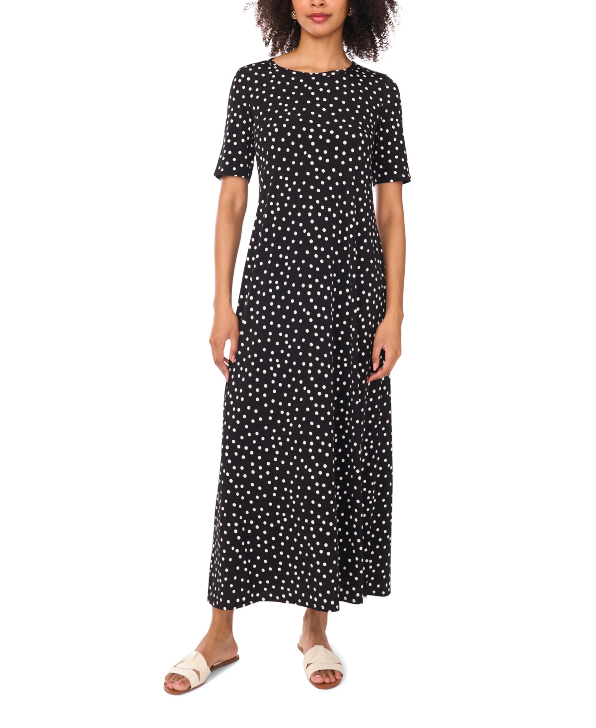 Click here for Vince Camuto Womens Polka Dot Crew Neck Maxi Dress... prices
