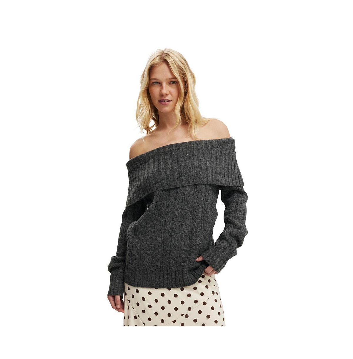 Click here for Cotton On Womens Fluffy Cable Off Shoulder Knit -... prices