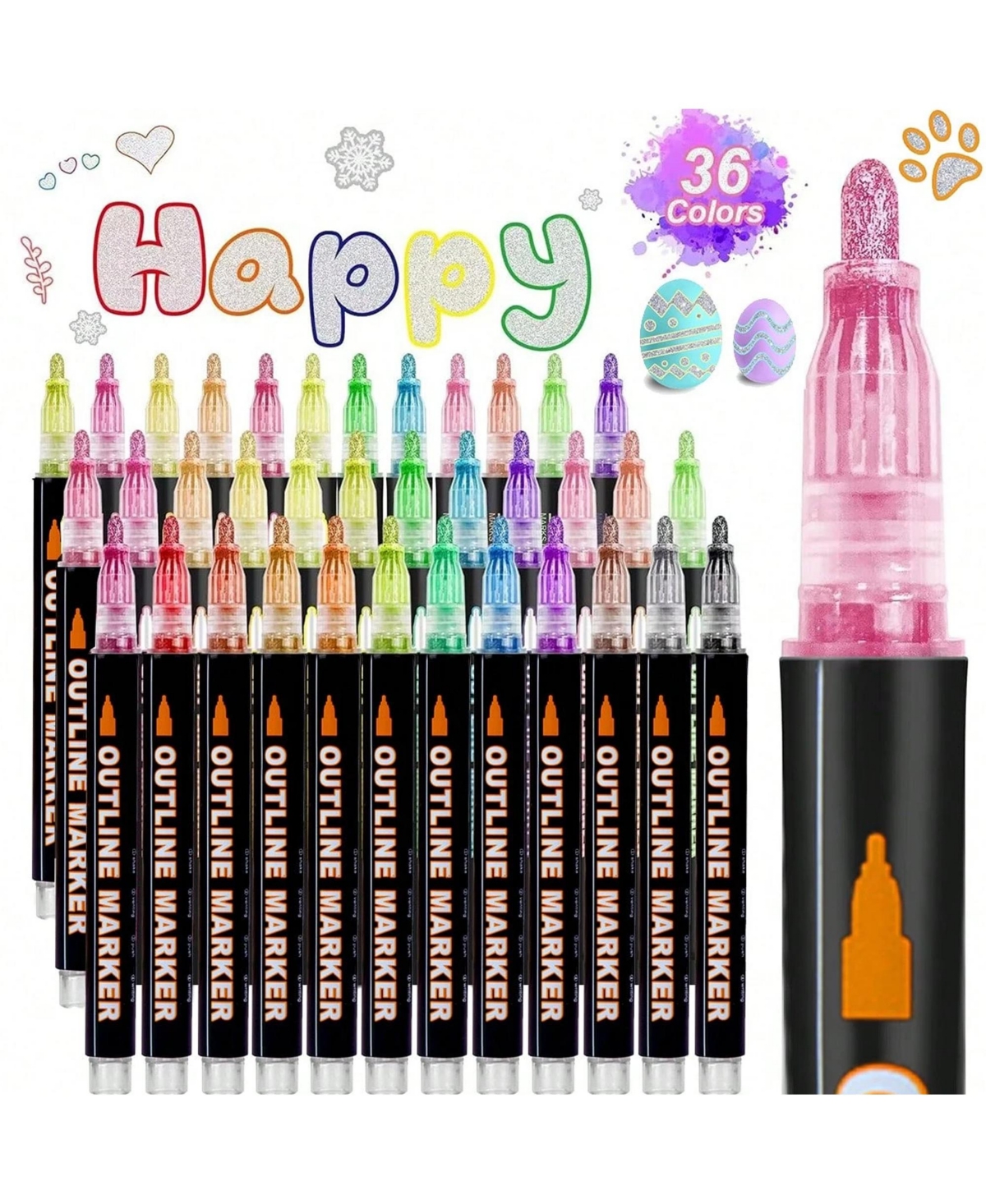 Click here for Htutwoo 36 Colors Outline Glitter Markers  Squiggl... prices