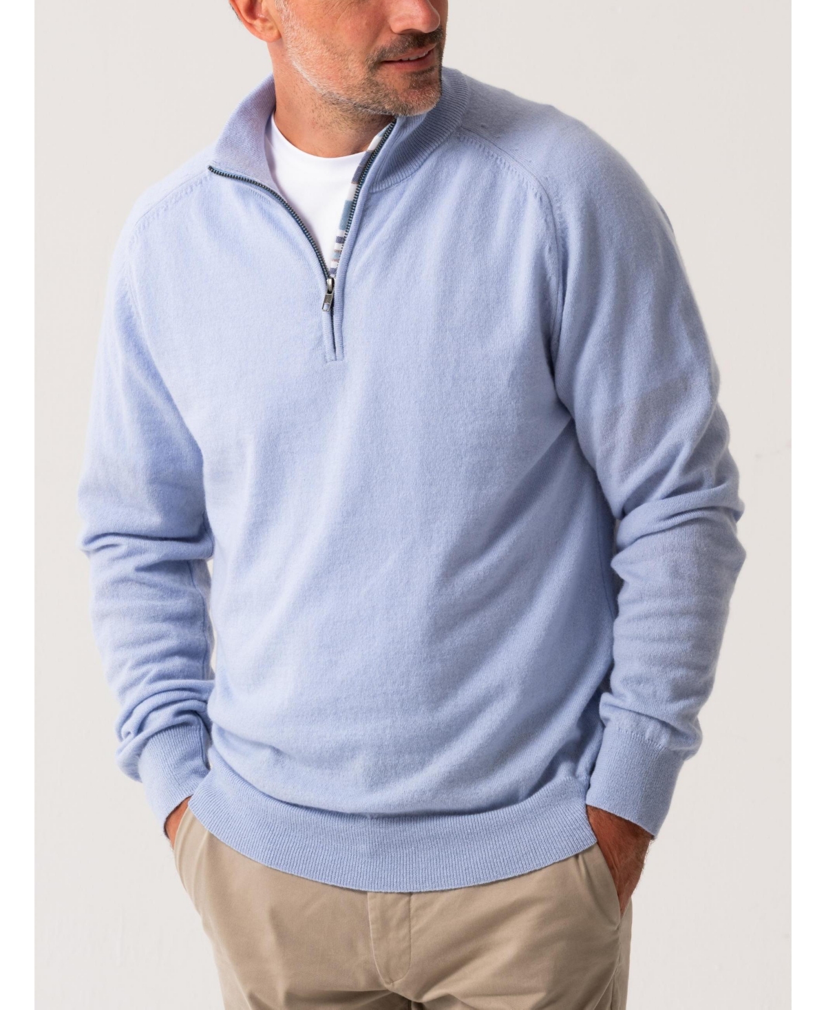 Click here for Koy Clothing Mens Navy Wool/Cashmere Qtr Zip Jumpe... prices
