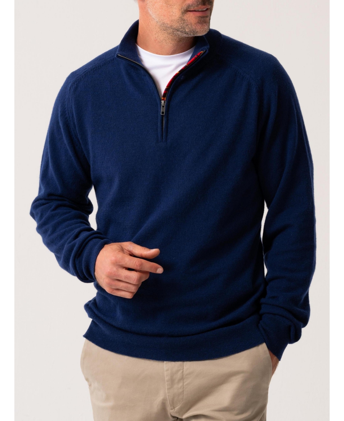 Click here for Koy Clothing Mens Navy Wool/Cashmere Qtr Zip Jumpe... prices