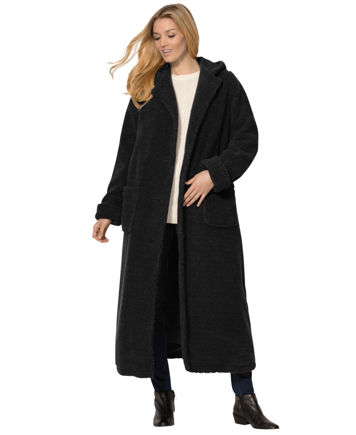 Click here for Woman Within Plus Size Long Hooded Berber Fleece C... prices