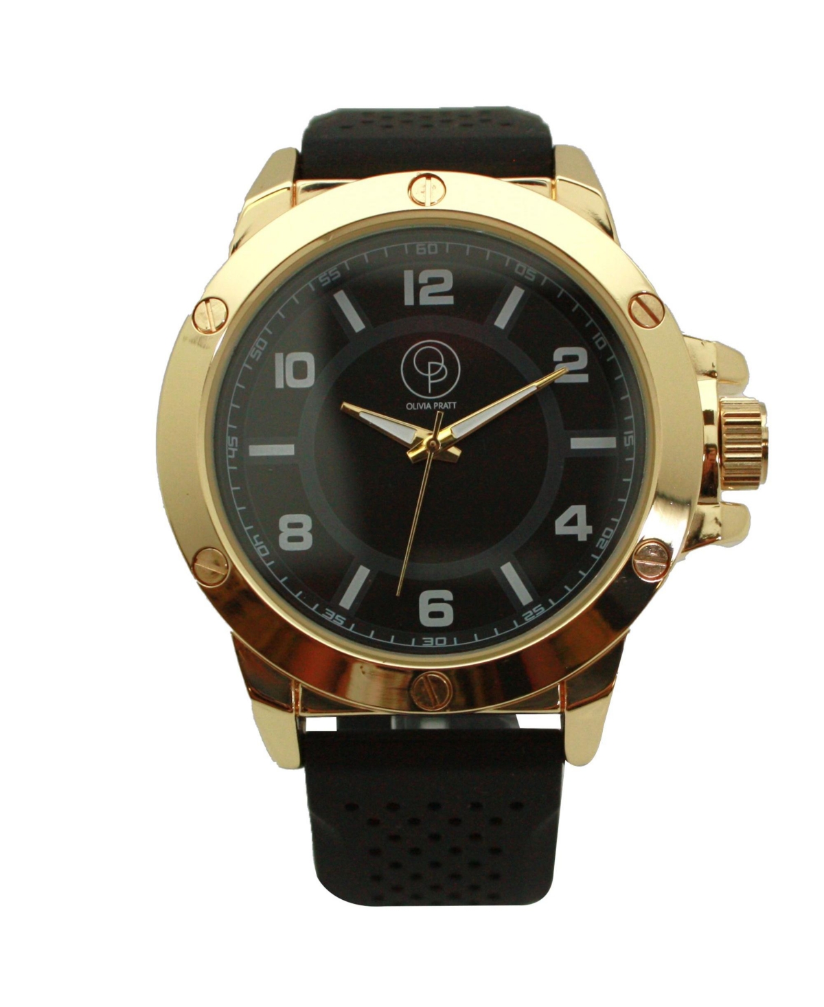 Click here for Olivia Pratt Black Gold Three-Hand Silicone Band M... prices