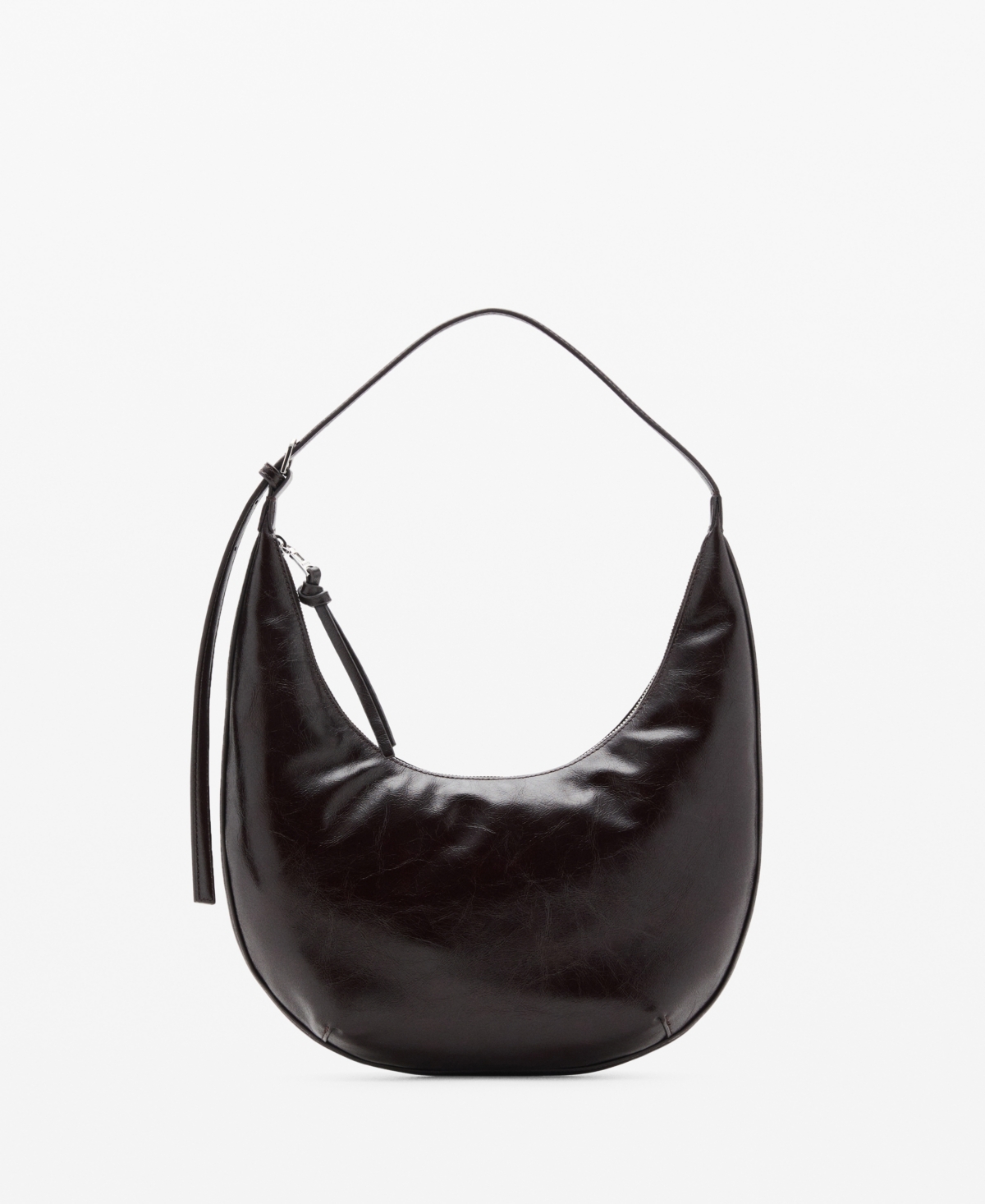 Click here for Mango Womens Pebbled Effect Medium Oval Bag - Choc... prices