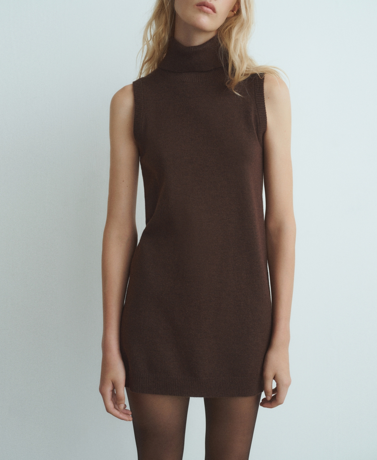 Click here for Mango Womens Knitted Turtleneck Dress - Chocolate prices