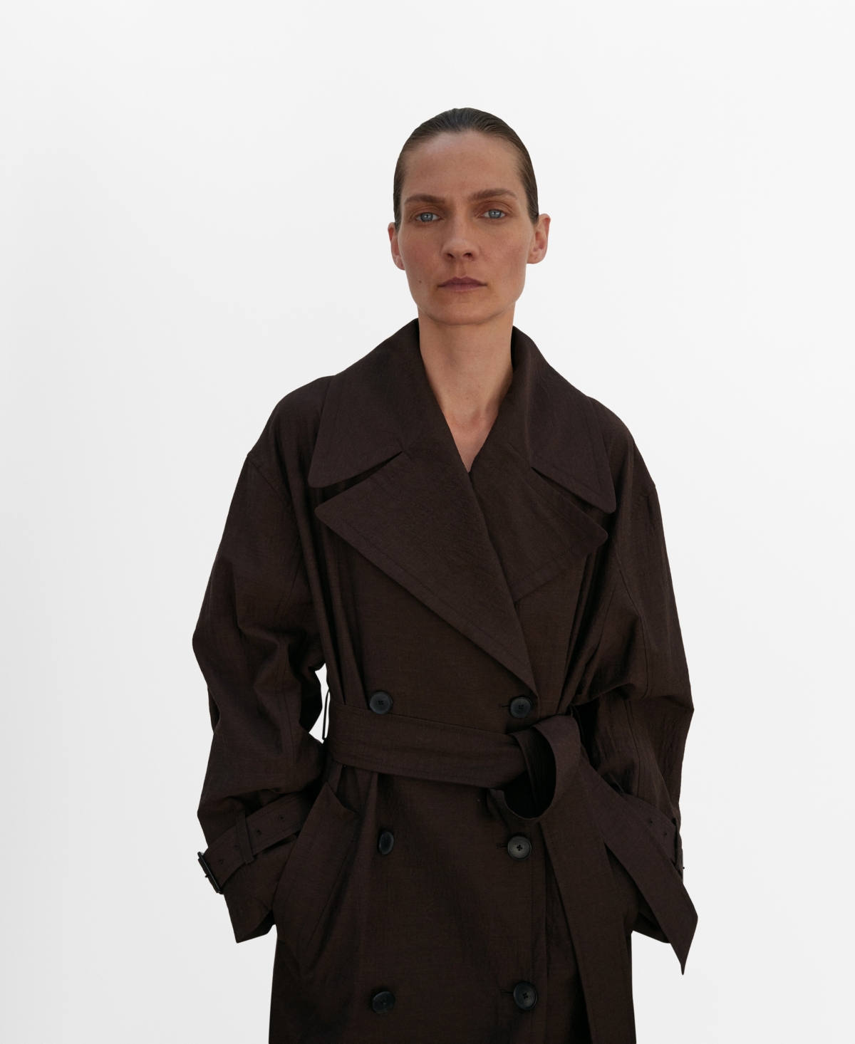 Click here for Mango Womens Long Virgin Wool Trench Coat - Chocol... prices