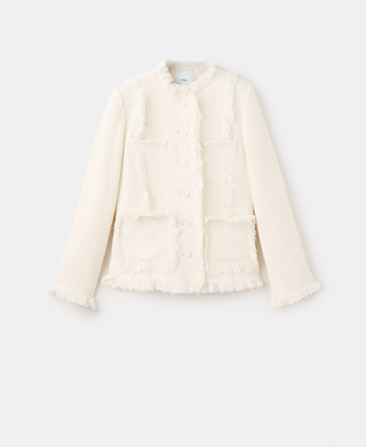 Click here for Mango Womens Frayed Ends Tweed Jacket - Off White prices