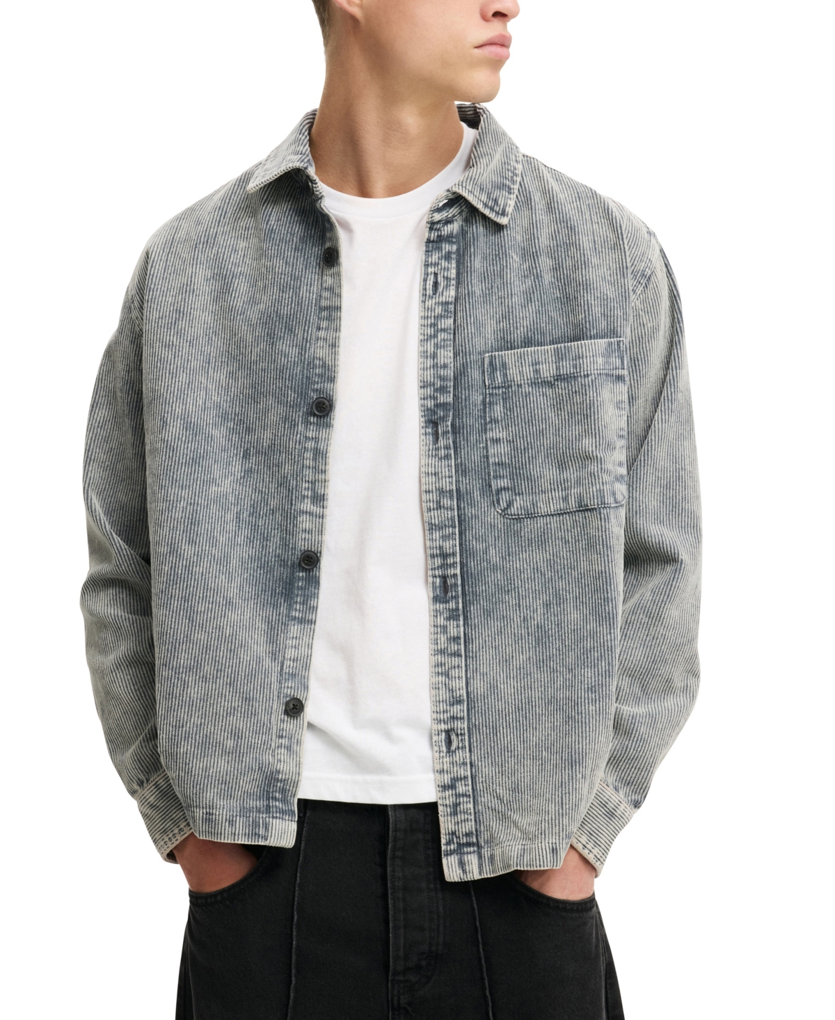 Click here for Cotton On Mens Boxy Flannel Shirt - Gray prices