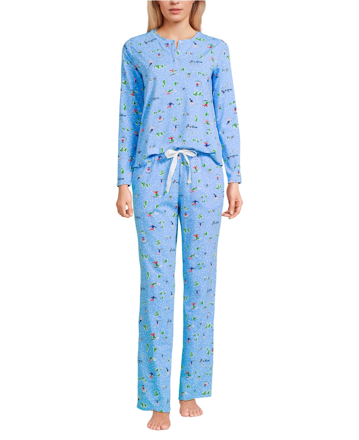 Click here for Lands End Womens Knit 2 Piece Pajama Set - Long Sl... prices