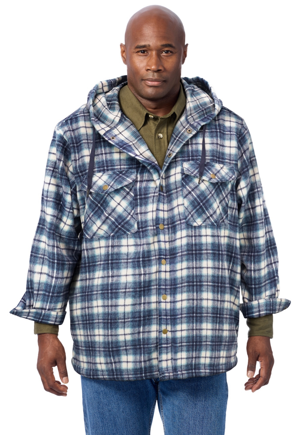 Click here for KingSize Big & Tall Brawny Snap Shirt Jacket - Nav... prices