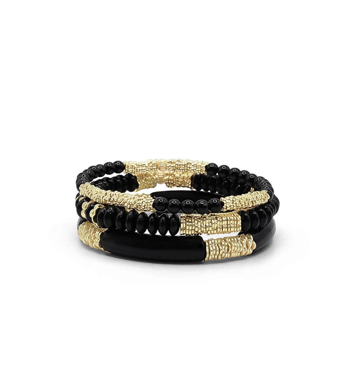 Click here for Black Beads and Gold Plated Textured Bead Bracelet... prices