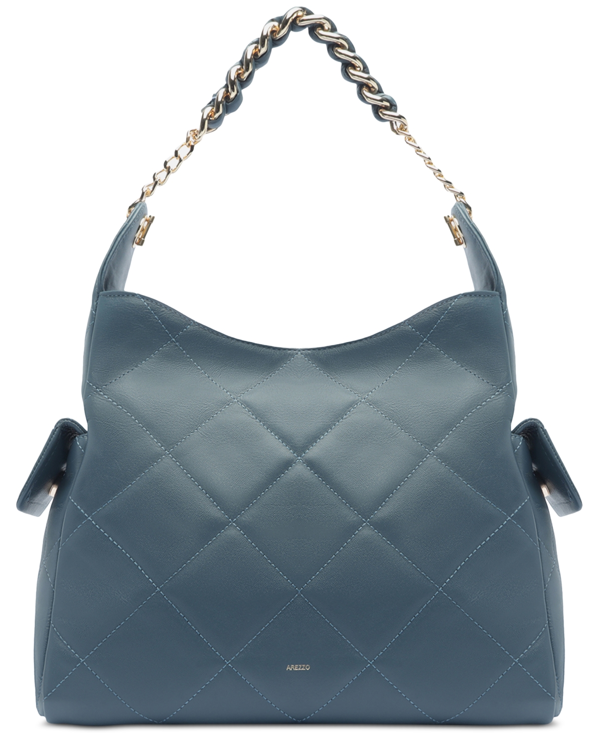 Click here for Arezzo Diana Large Leather Shoulder Bag - Misty Bl... prices