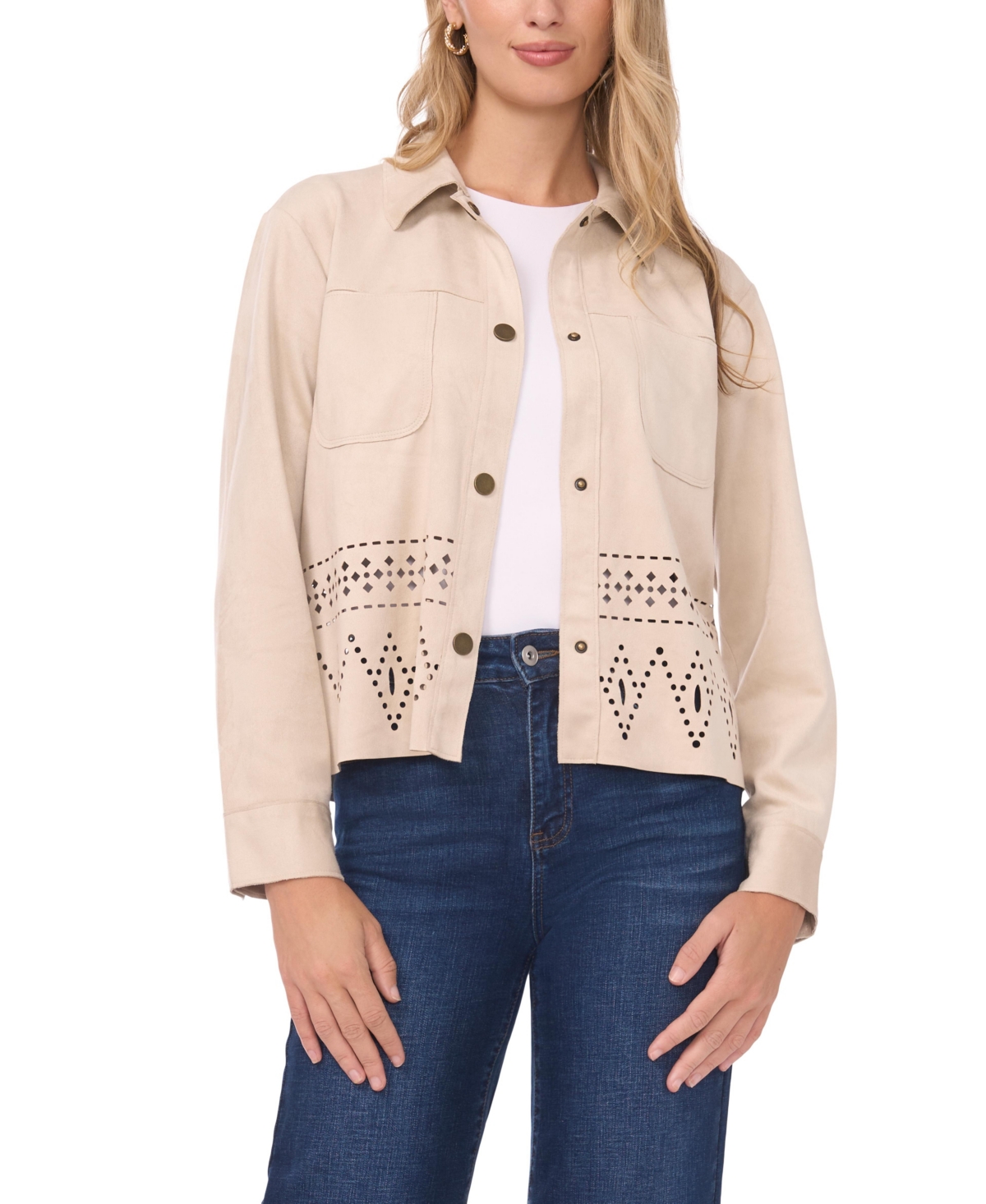Click here for Vince Camuto Womens Collar Button-Down Eyelet Hem... prices