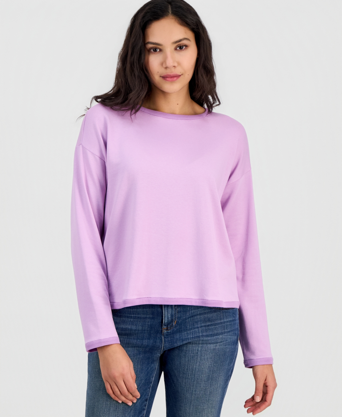 Click here for Eileen Fisher Womens Round Neck Cropped Box Top -... prices