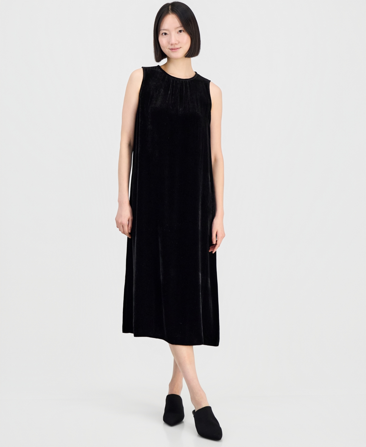 Click here for Eileen Fisher Womens Velvet Sleeveless Dress - Bla... prices